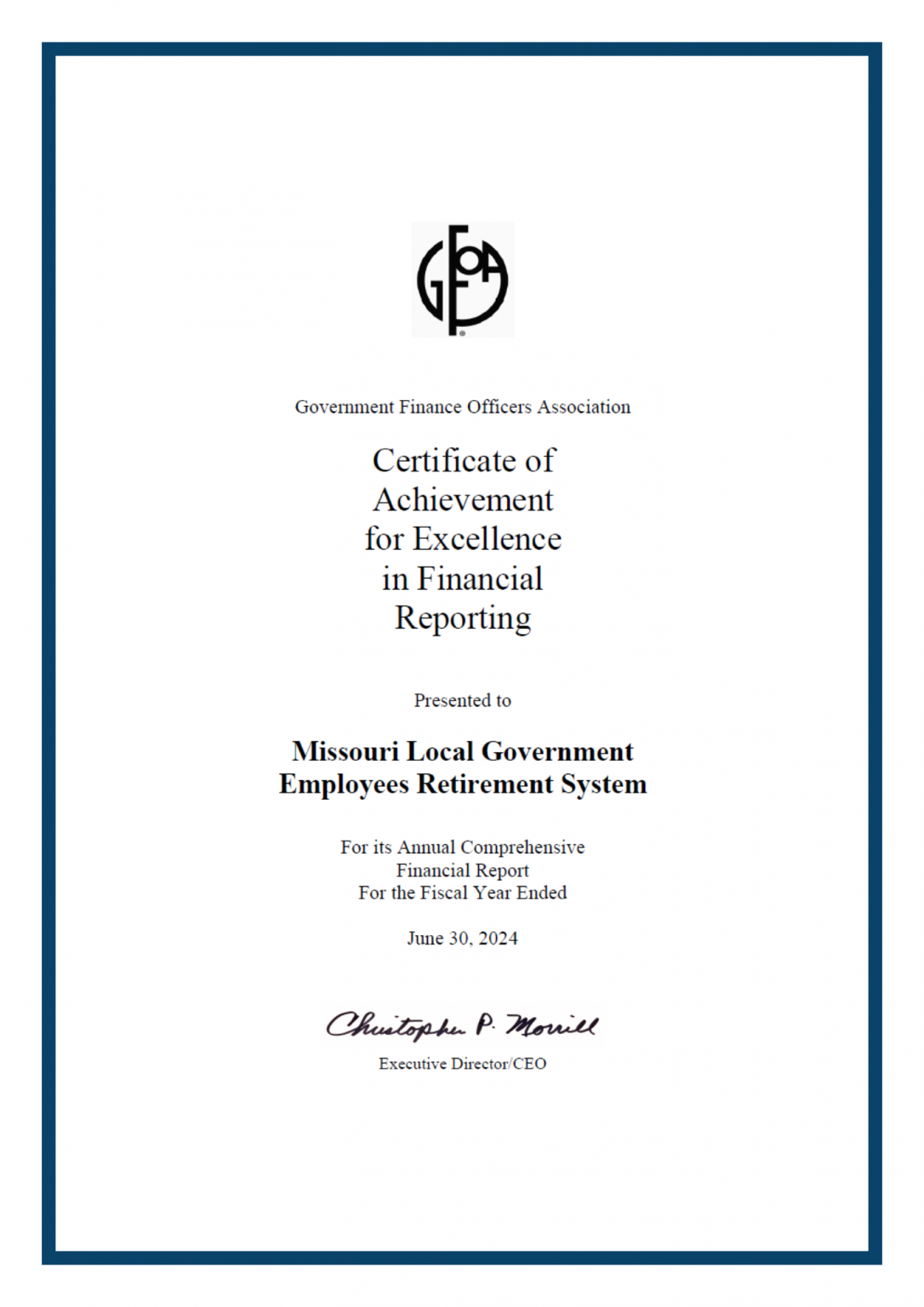 For 47th Consecutive Year, LAGERS Receives Award for Excellence in ...